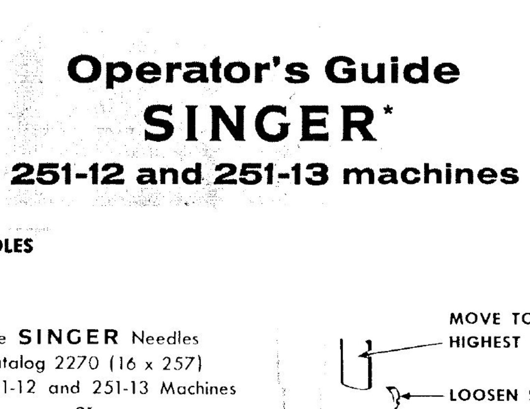 SINGER 251-12 251-13 Operators Guide Sewing Machines in ENGLISH - Etsy