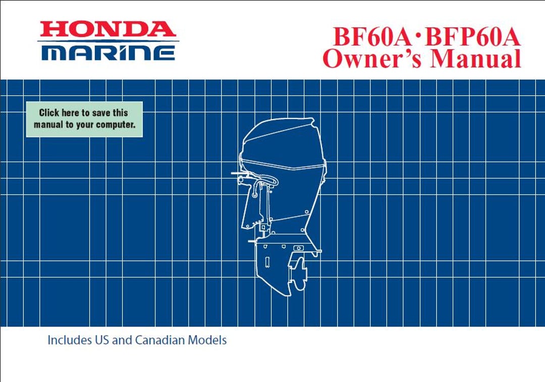 HONDA BF60A BFP60A 2011 Owners Manual Outboard Motor 151 Pages English ...