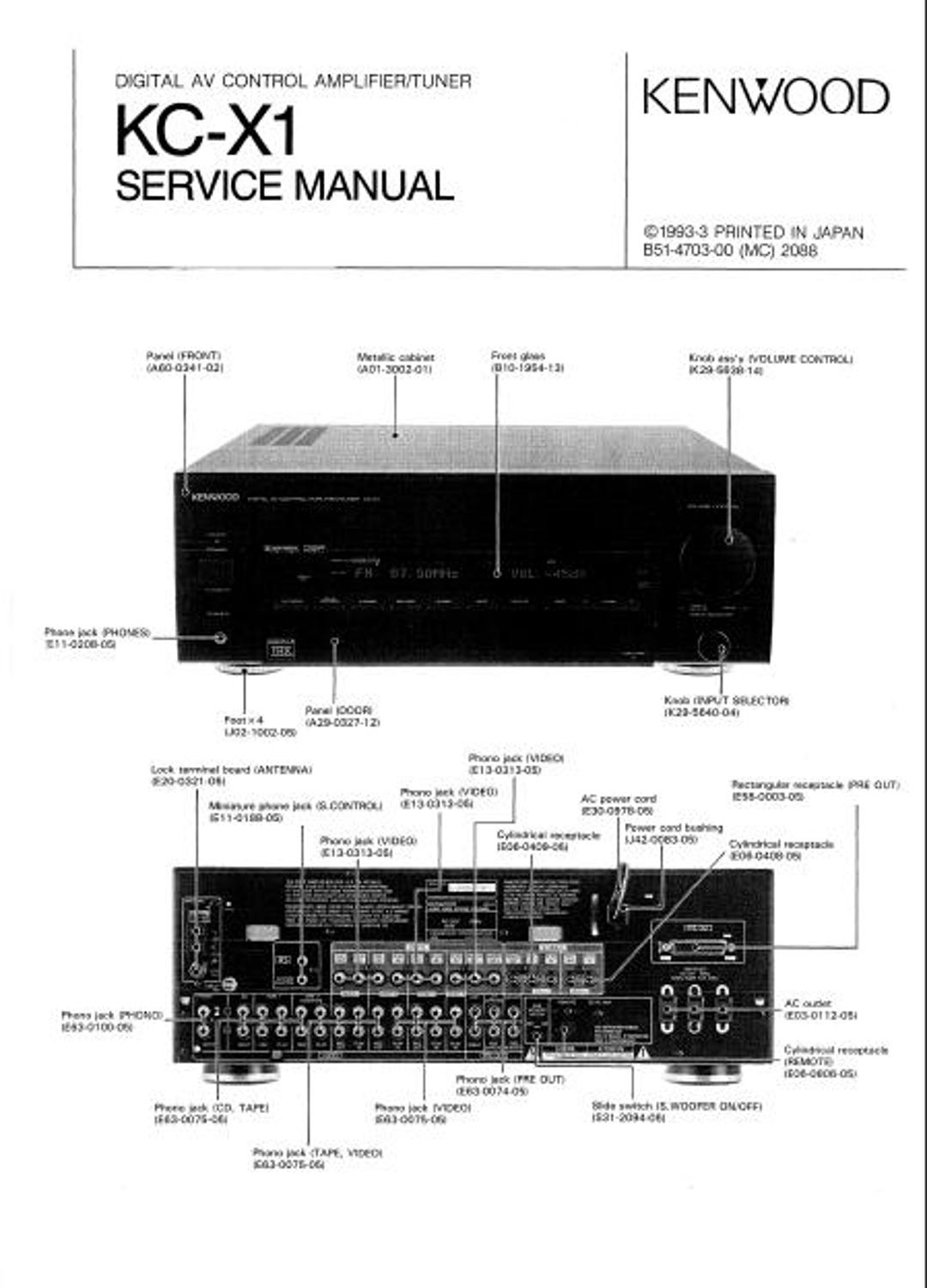 KENWOOD KC-X1 AV Control Amplifier/tuner Service Manual (digital ...