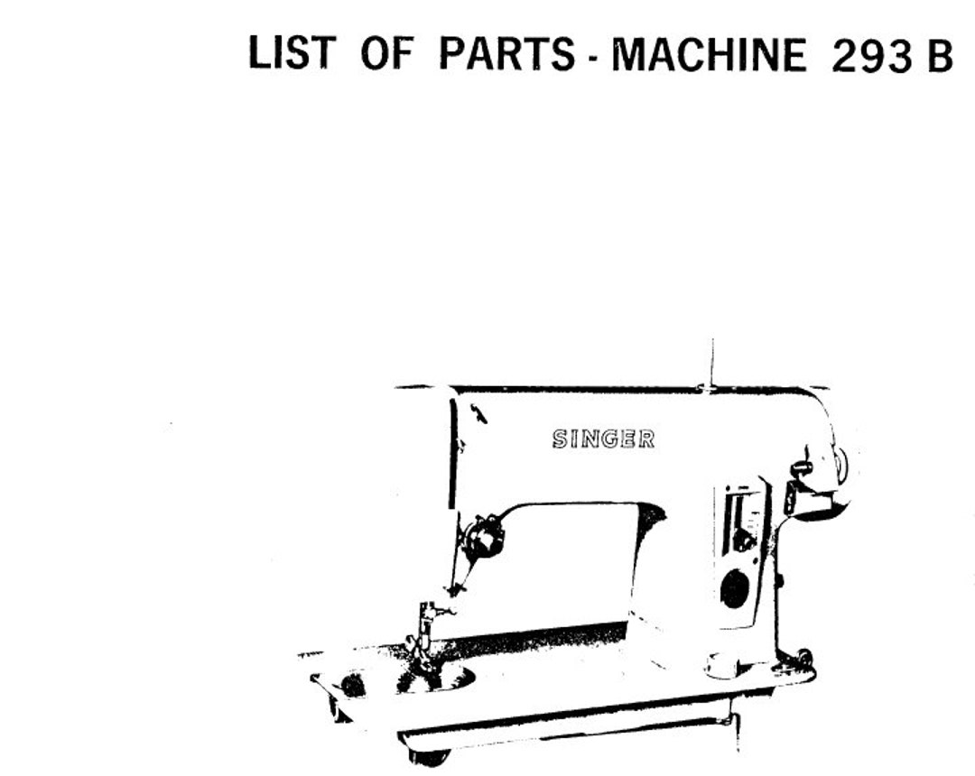 SINGER 293B List of Parts Sewing Machine in ENGLISH - Etsy