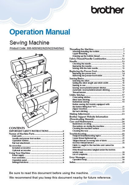 BROTHER CS5055 Operation Manual Sewing Machine in ENGLISH - Etsy