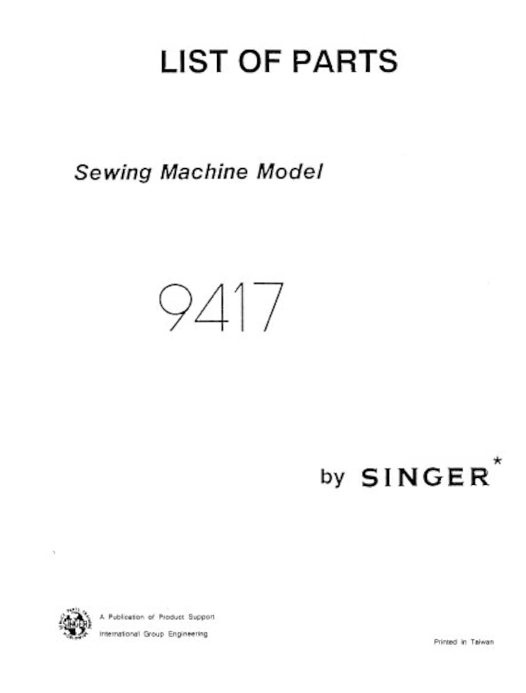 SINGER 9417 List of Parts Sewing Machine in ENGLISH - Etsy