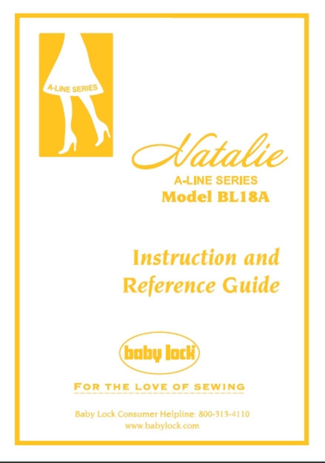 BABY Lock Bl18a Natalie A-line Series Instruction and Reference Guide ...