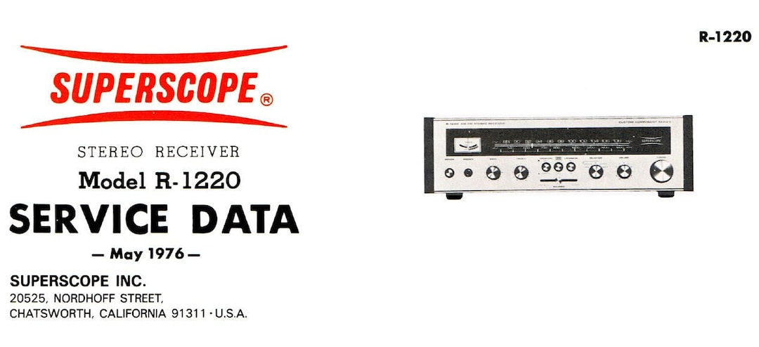 SUPERSCOPE R-1220 SERVICE DATA Am Fm Stereo Receiver - Etsy