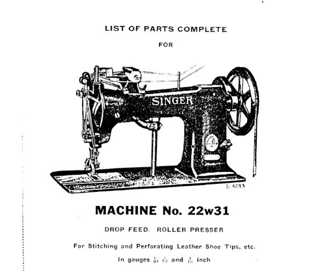 SINGER 22W31 List of Parts Complete Sewing Machine in ENGLISH - Etsy