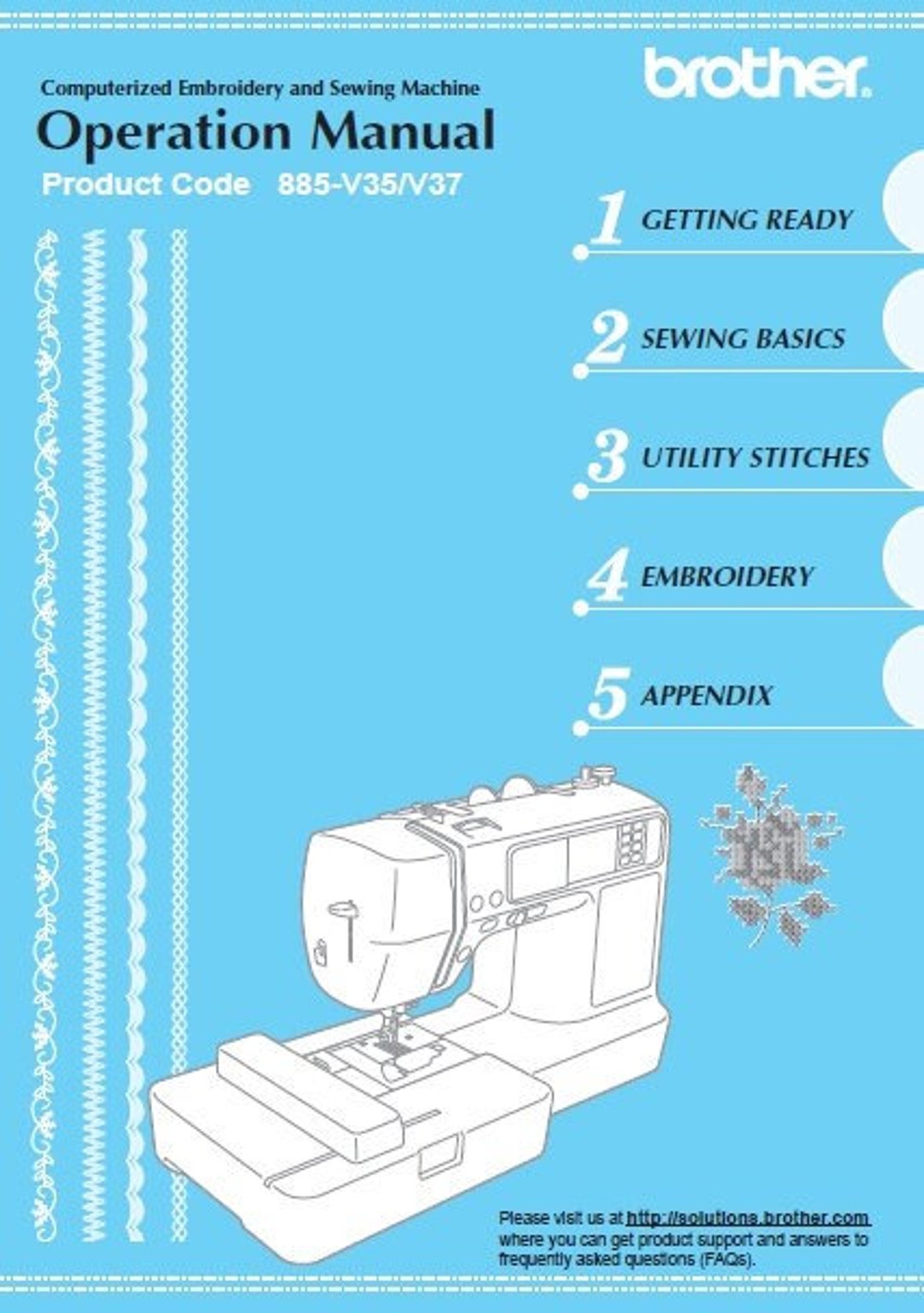 BROTHER 885-V35 885-V37 Operating Manual Sewing Machine in ENGLISH - Etsy