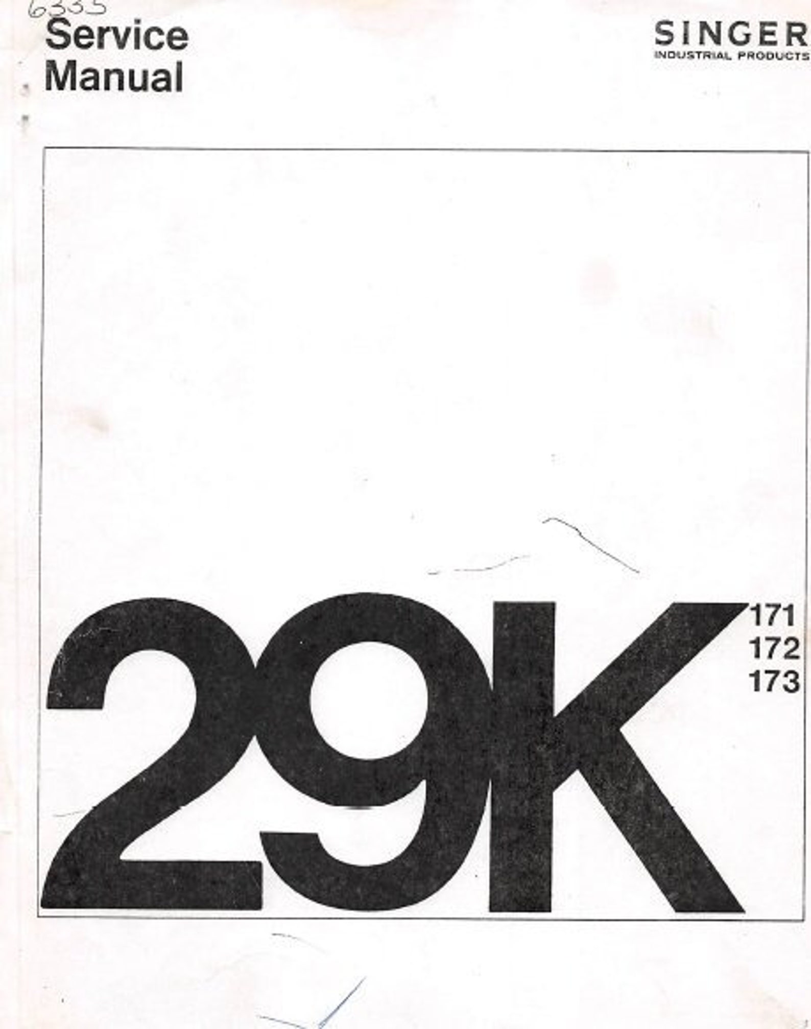 SINGER 29K171 29K172 29K173 Service Manual Sewing Machine in English ...