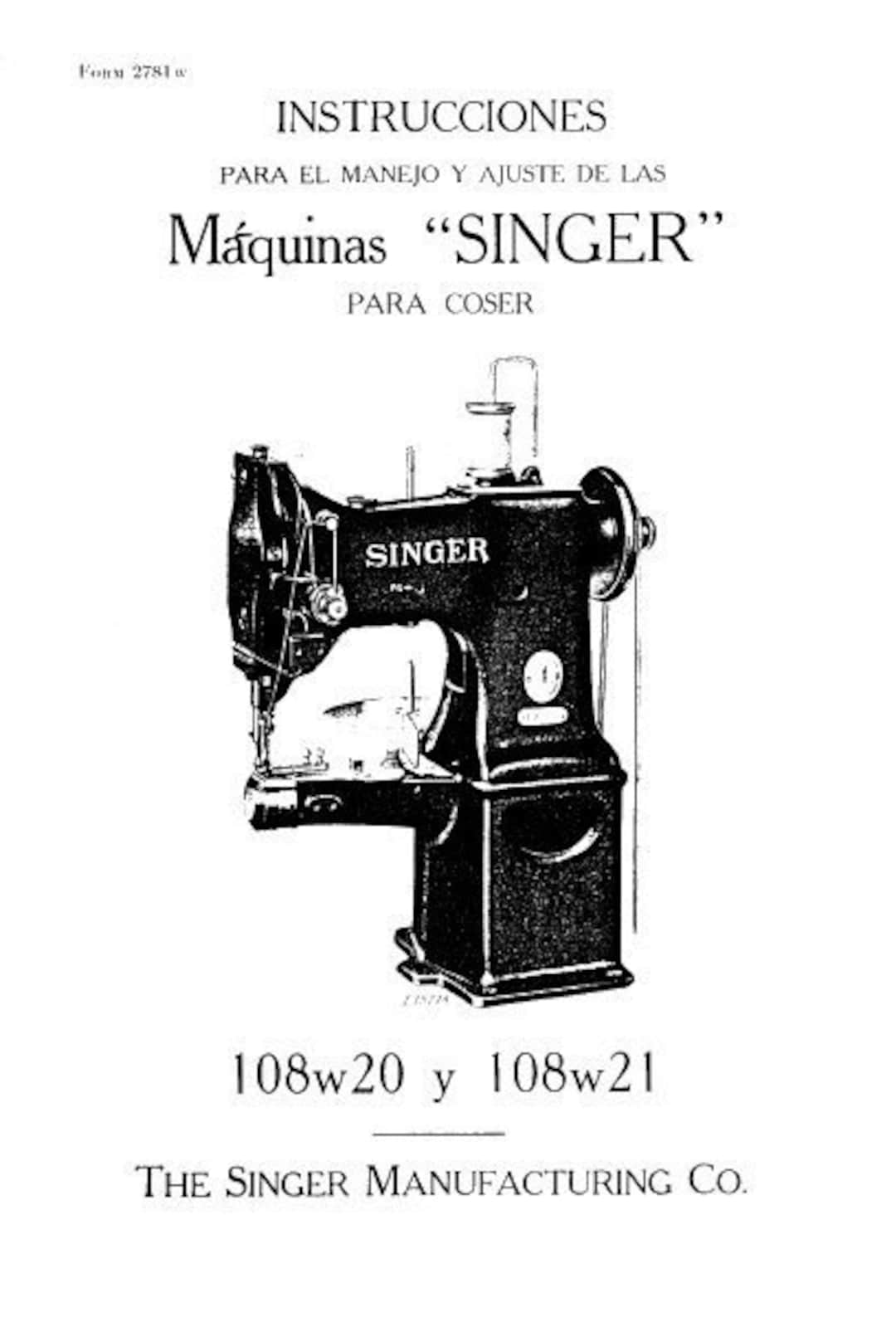 SINGER 108W20 108W21 Instrucciones Maquina De Coser Español. MÁS ...