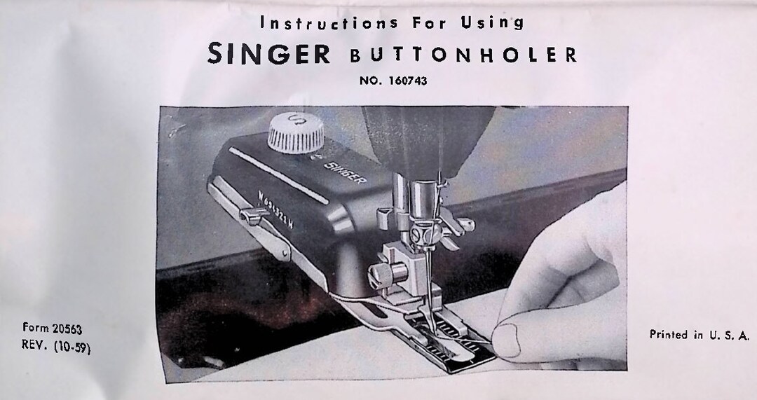 Singer Buttonholer Instruction Manual - Class 301 Sewing Machine - Etsy
