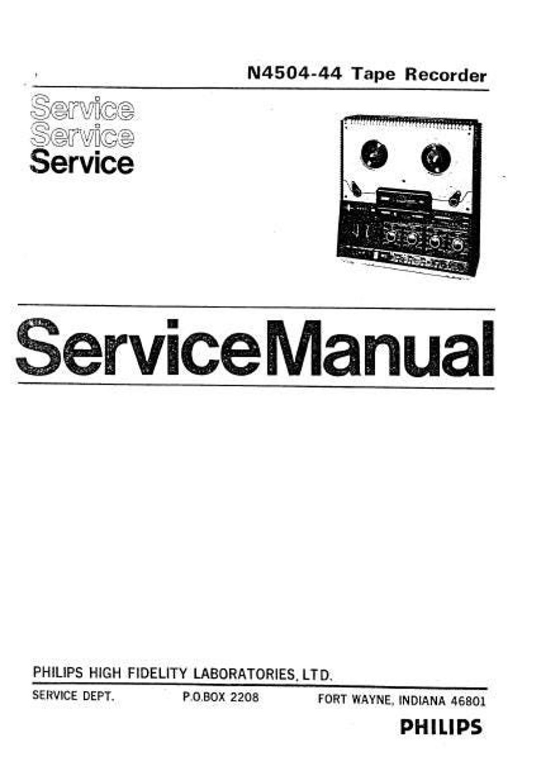 Philips N4504-44 Tape Recorder Service Manual: 25-page English PDF ...