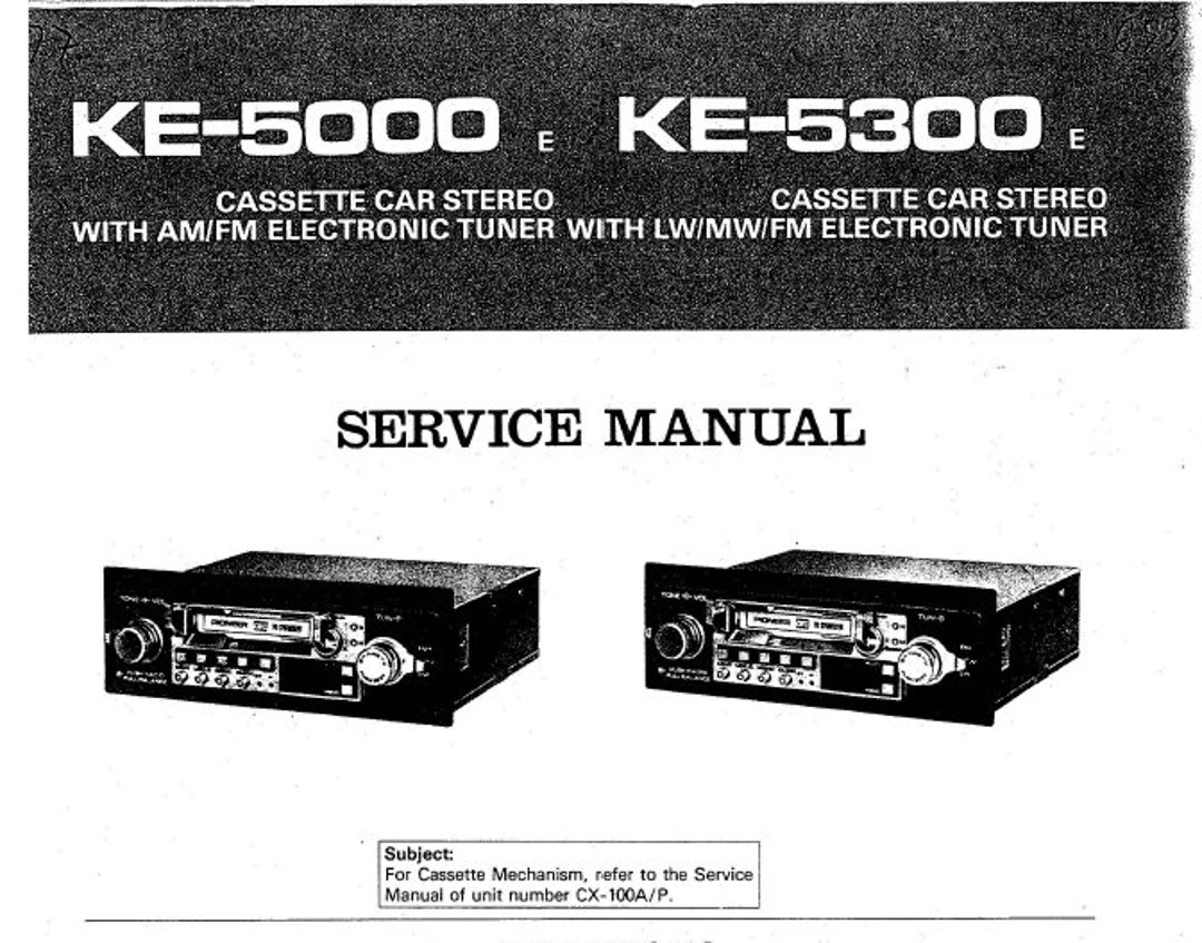 Pioneer KE-5000 KE-5300 Car Stereo Service Manual (PDF Download) - Etsy