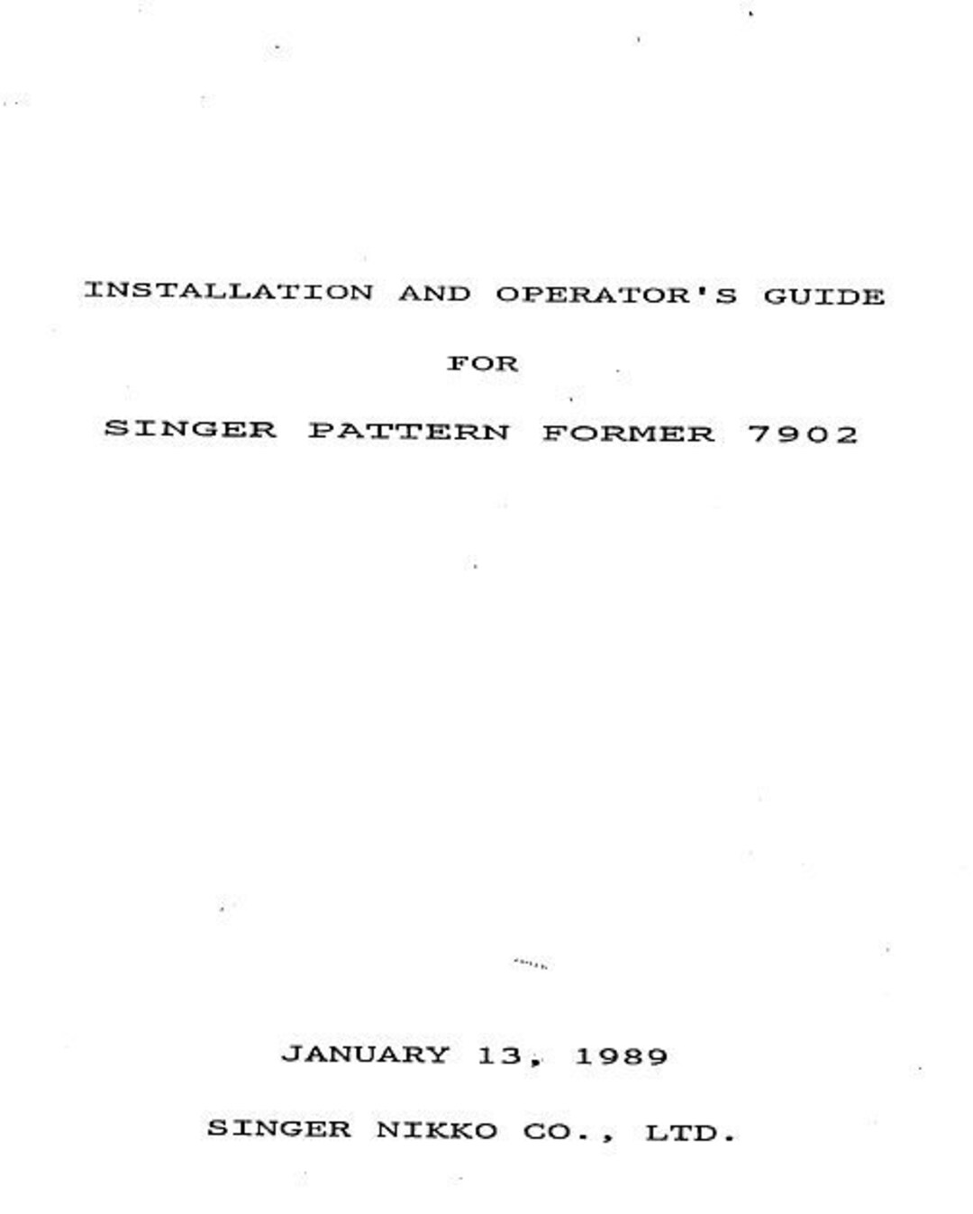 SINGER 7902 Installation and Operators Guide Sewing Machine in English ...