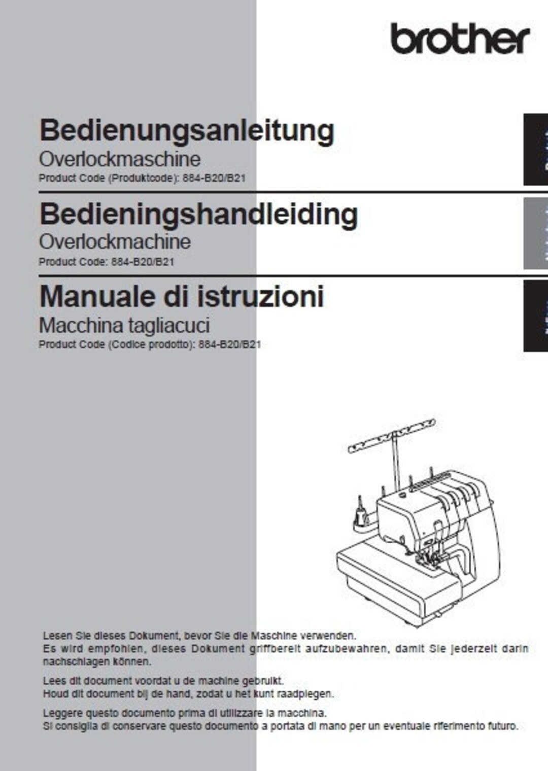 Brother Airflow 3000 Overlock Sewing Machine Manual (DE NL IT) - Etsy ...