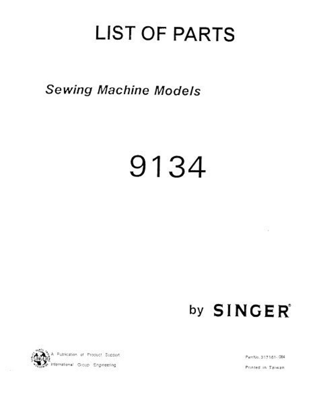 SINGER 9134 List of Parts Sewing Machine in ENGLISH - Etsy