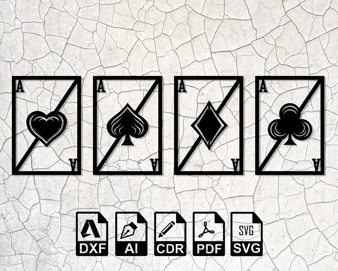 Aces Playing Cards Laser Cut Svg Dxf Files Wall Sticker - Etsy Australia