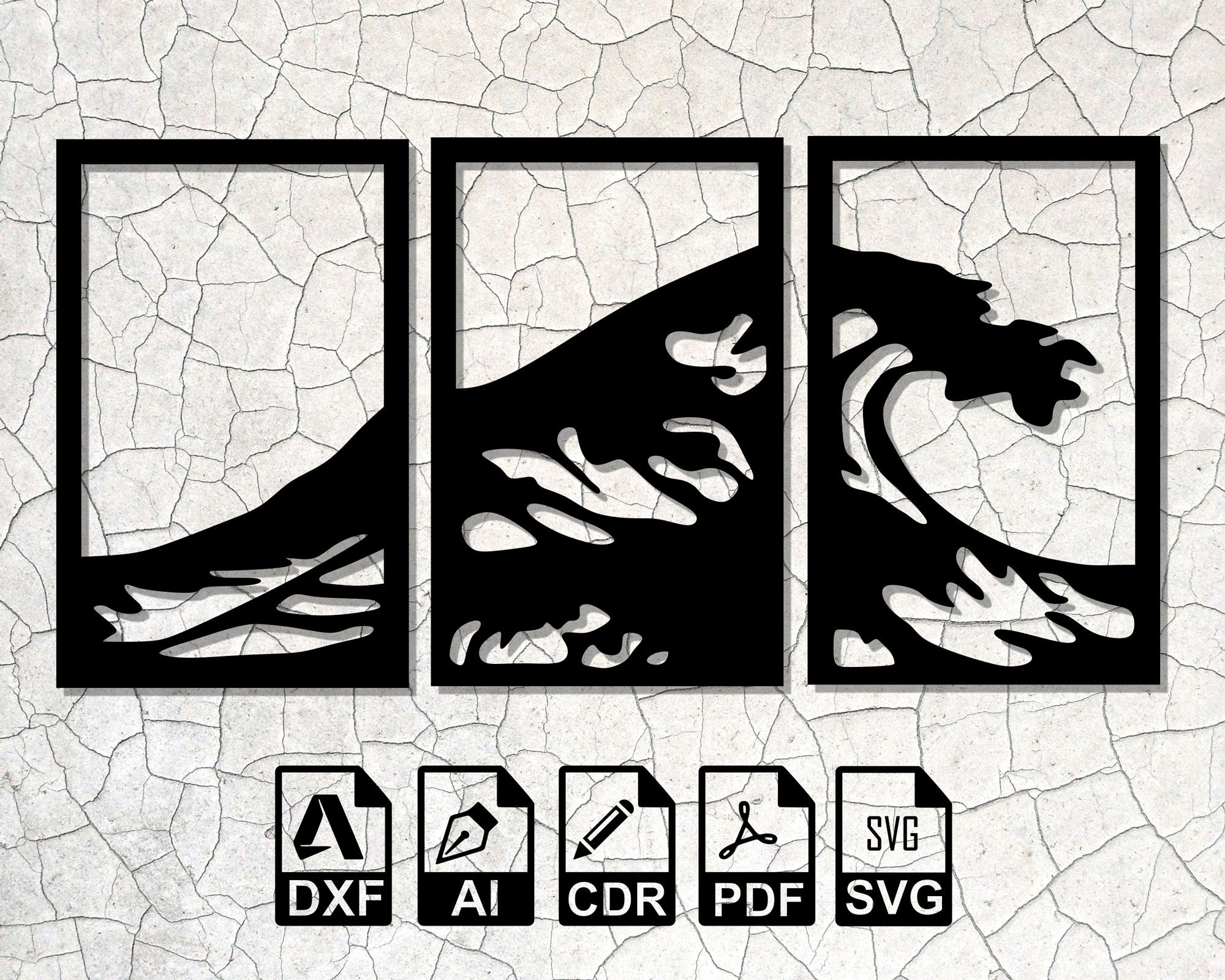 Wave Sea Waves Laser Cut Svg Dxf Files Wall Sticker Engraving - Etsy