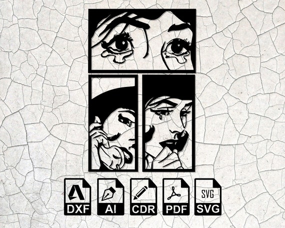 Girl Cry Anime Laser Cut Svg Dxf Cdr Eps Files Wall Sticker - Etsy UK