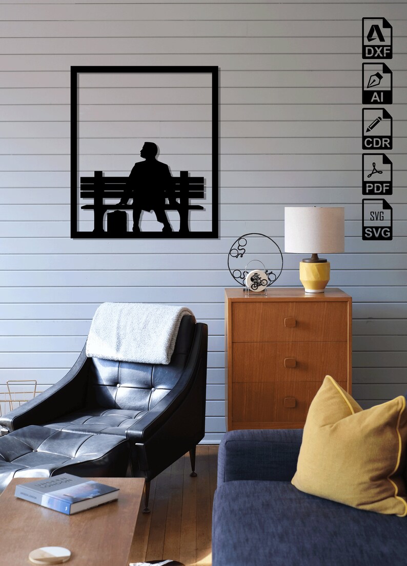 Forrest Gump Bench Laser Cut Svg Dxf Files Wall Sticker - Etsy Singapore
