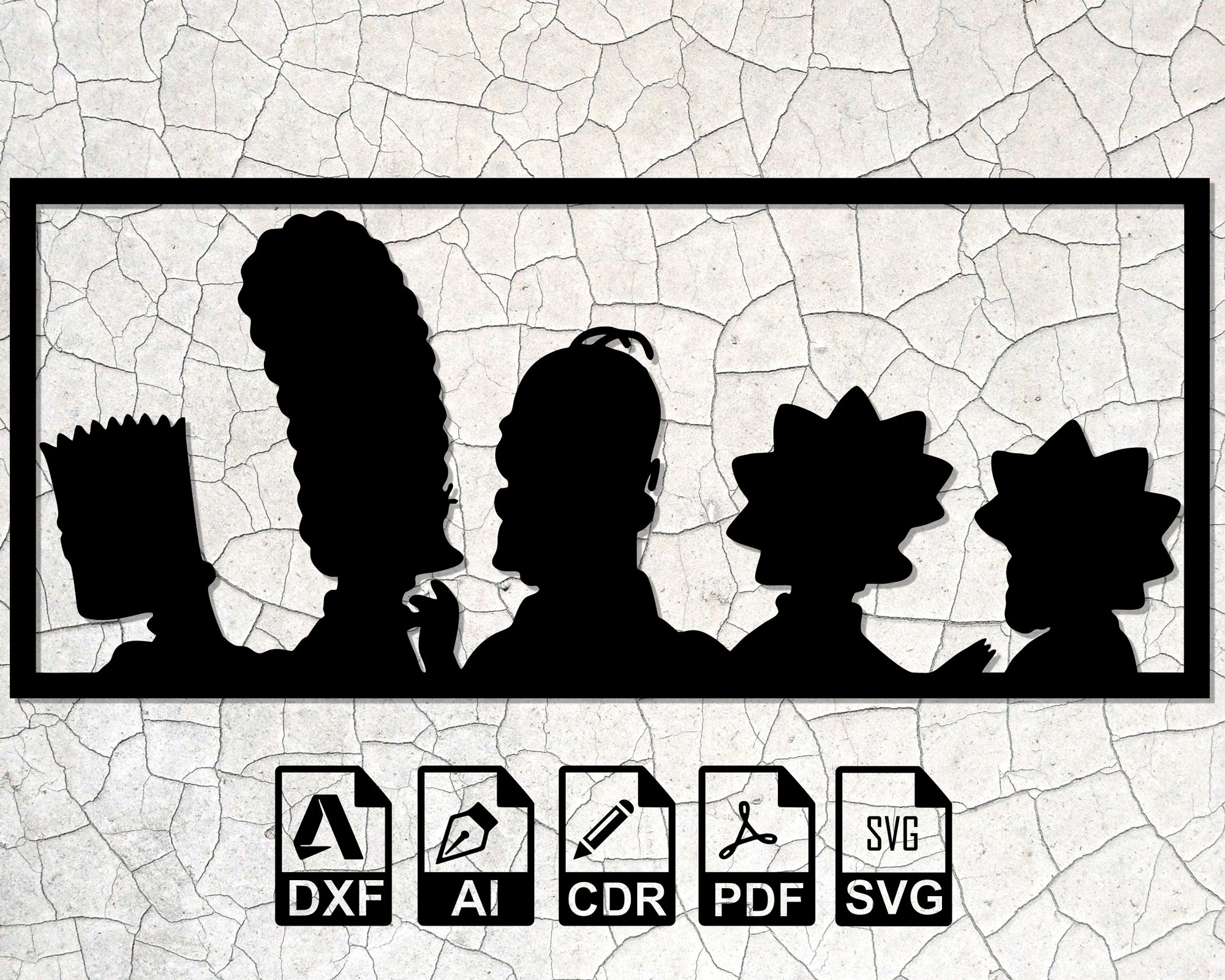 The Simpsons Homer Bart Marge Laser Cut Svg Dxf Files Wall - Etsy