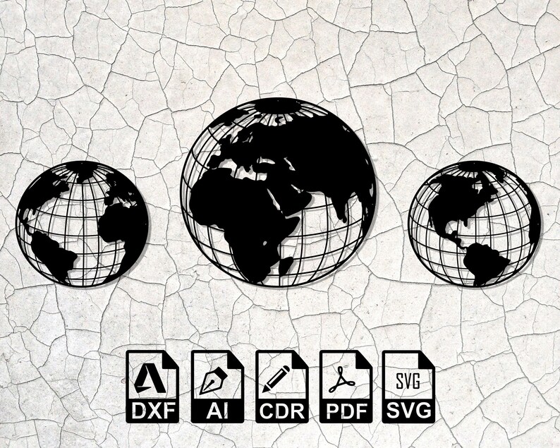 Globe World Map Planet Laser Cut Svg Dxf Files Wall Sticker - Etsy Ireland