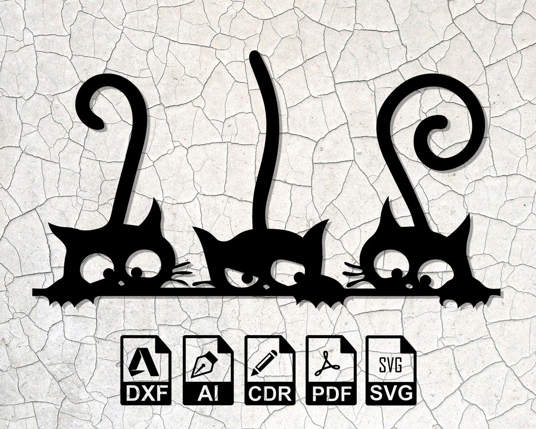 Cats Kitties Kittens Laser Cut Svg Dxf Files Wall Sticker - Etsy UK