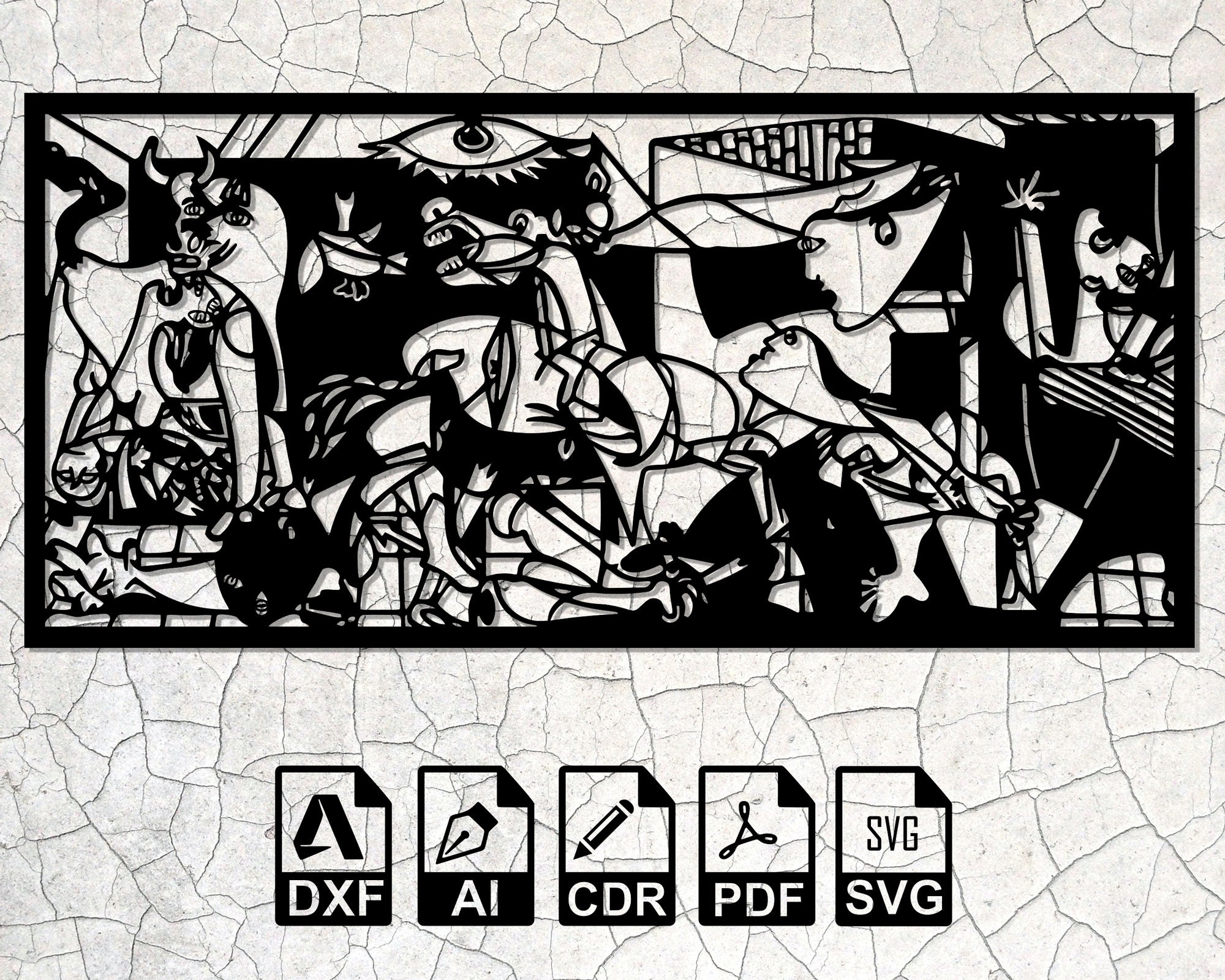 Guernica Pablo Picasso Malerei Laser cut svg dxf Dateien - Etsy.de