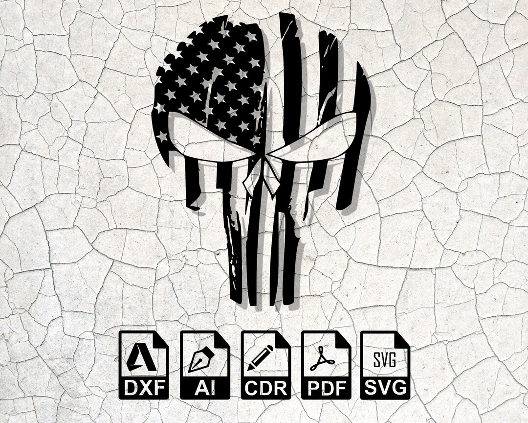 Punisher Flag Laser Cut Svg Dxf Files Wall Sticker Engraving - Etsy ...