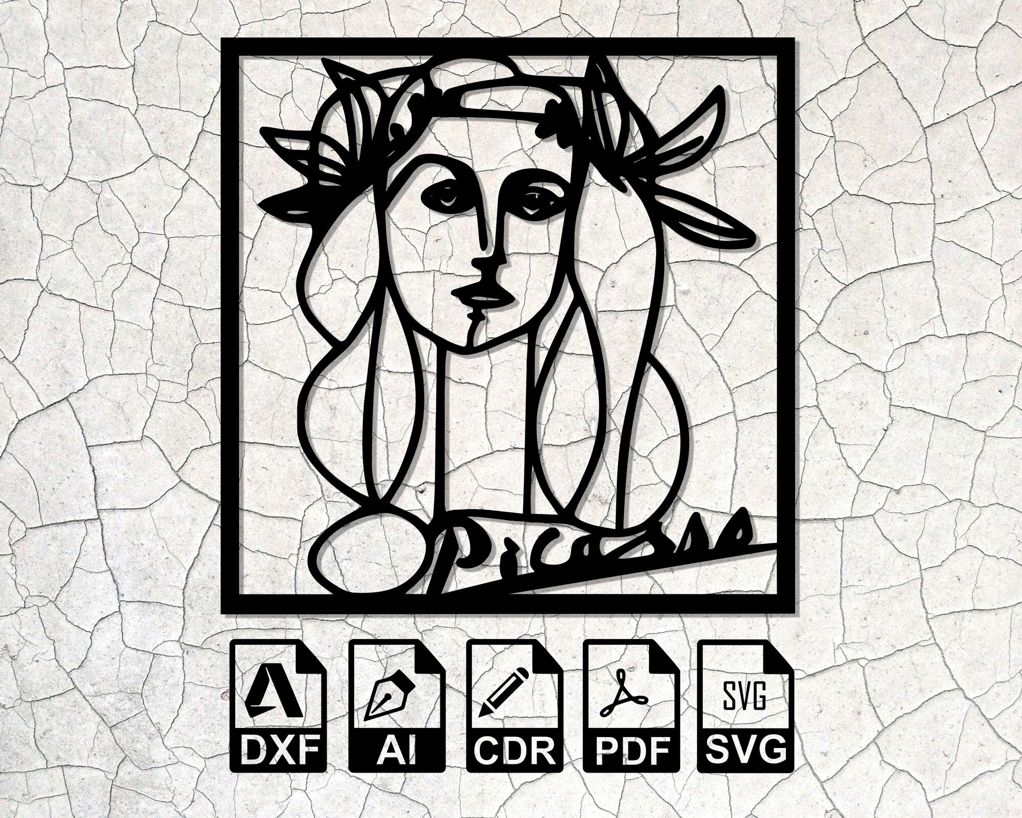 Picasso Pintura corte láser svg dxf archivos pared pegatina - Etsy México