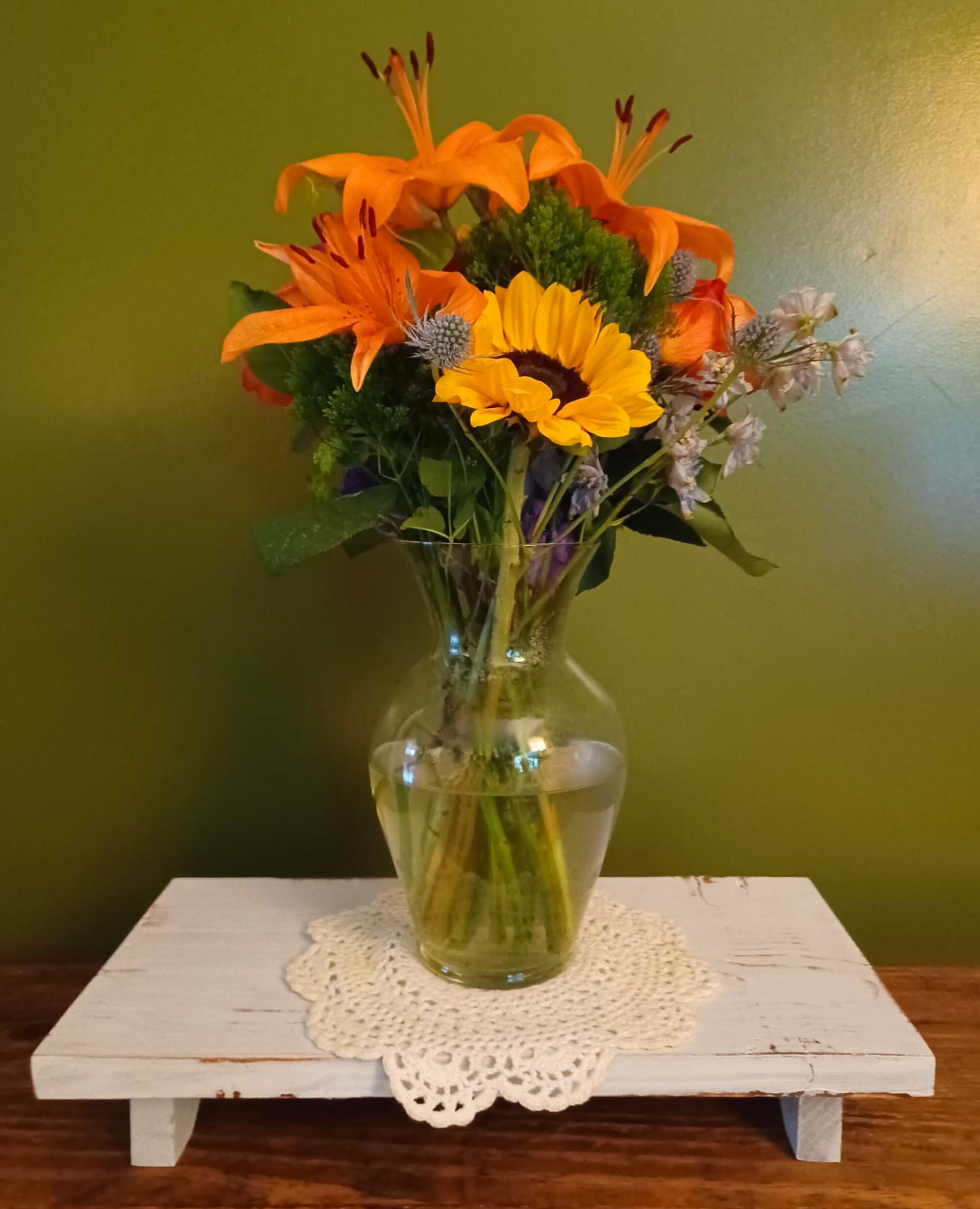 Rustic Wood Riser Display Tray, Farmhouse Kitchen Bathroom Decoration ...