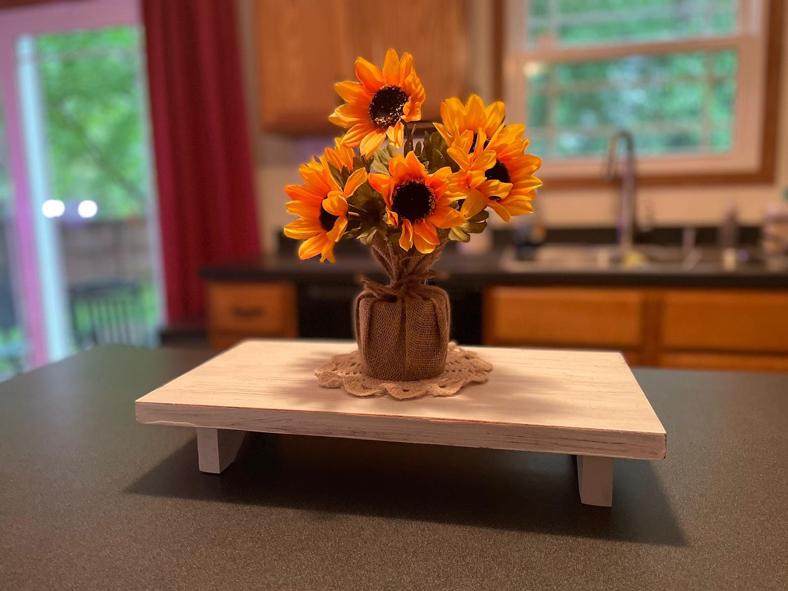 Rustic Wood Riser Display Tray, Farmhouse Kitchen Bathroom Decoration ...