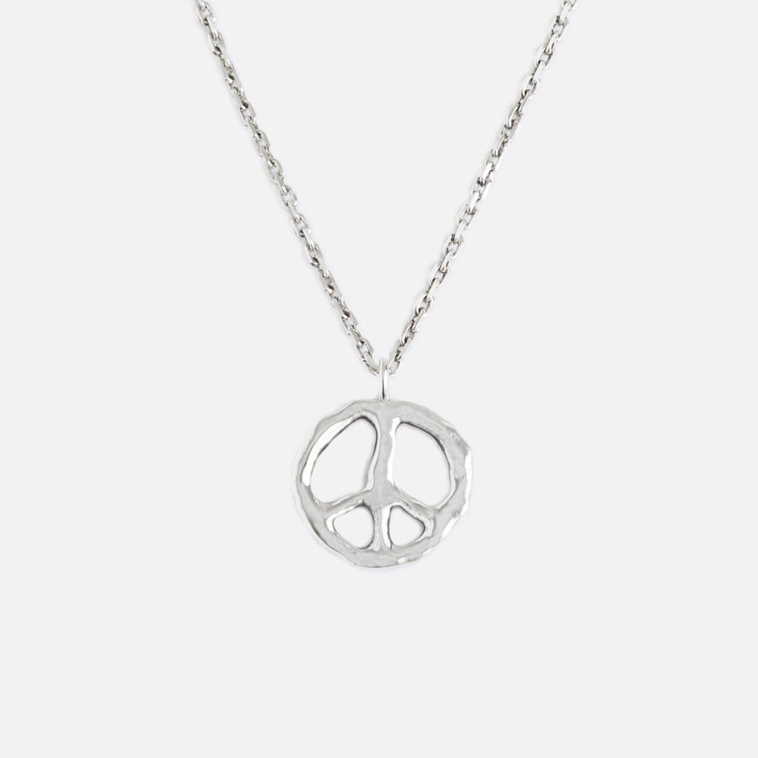 Handcrafted Sterling Silver Peace Sign Necklace - Organic Design - Etsy