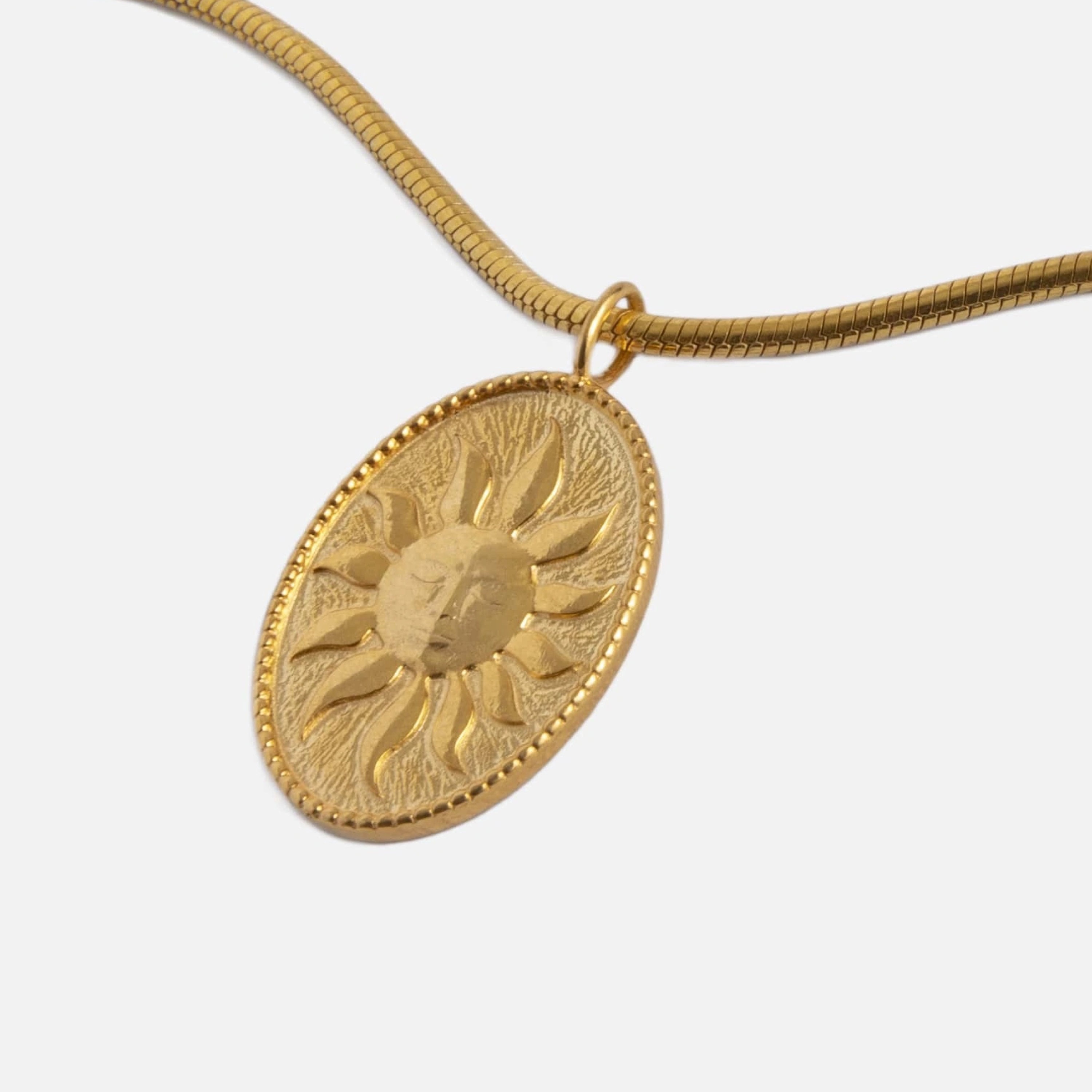 925 Silver the Sun Necklace With Snake Chain, Alchemy, Sun Face, Wavy ...