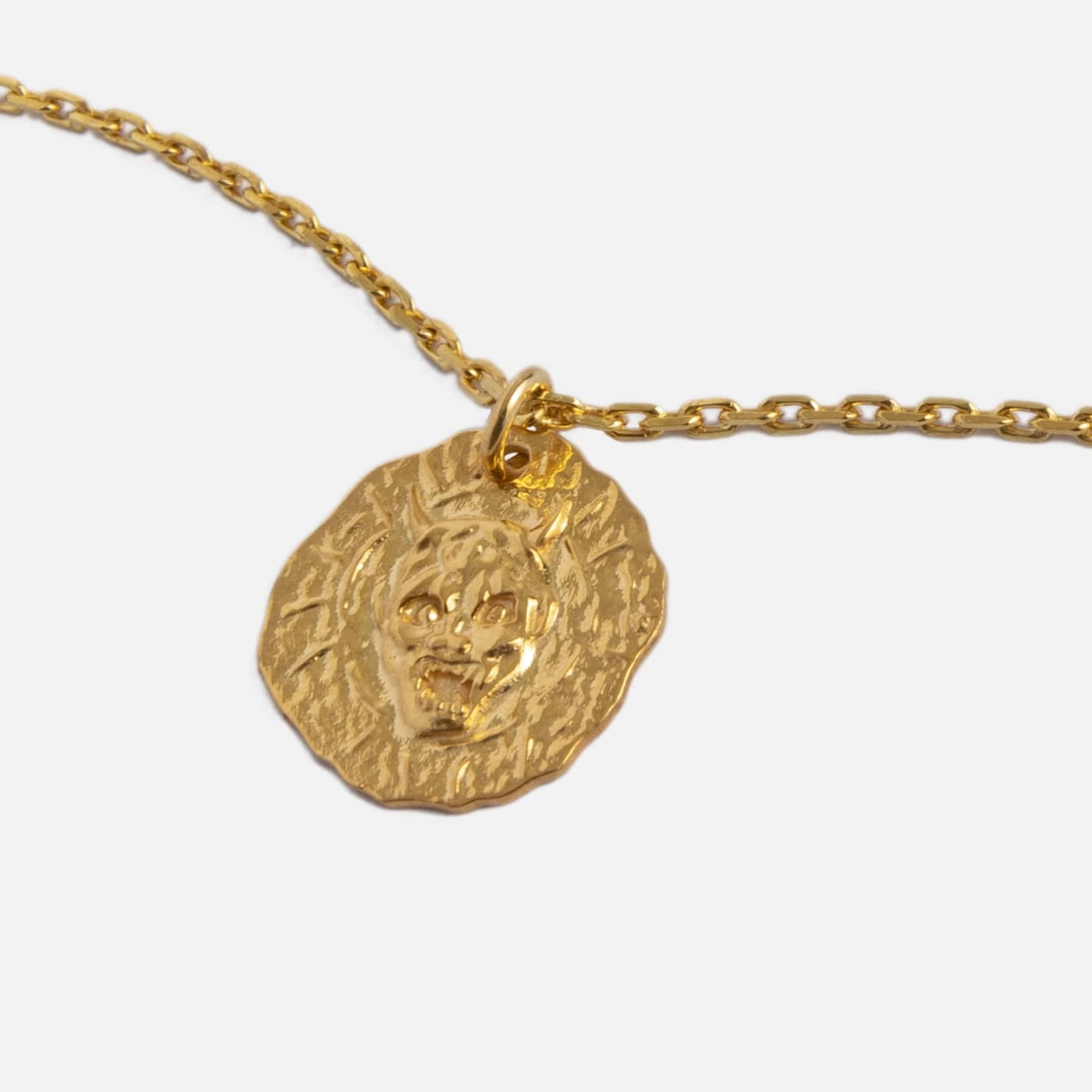 925 Silver Oni Mask Necklace With Cable Chain, Gold Vermeil, Japanese ...