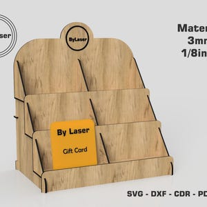 3 Tiered Retail Counter Gift Card Display Stand for Laser Cut Files - 3mm - 1/8 in Versions ...