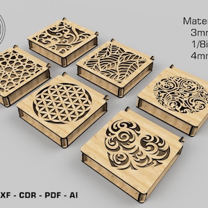 Decorative Wooden Box Laser Cut Files Flip up Lid Storage Box 3 ...