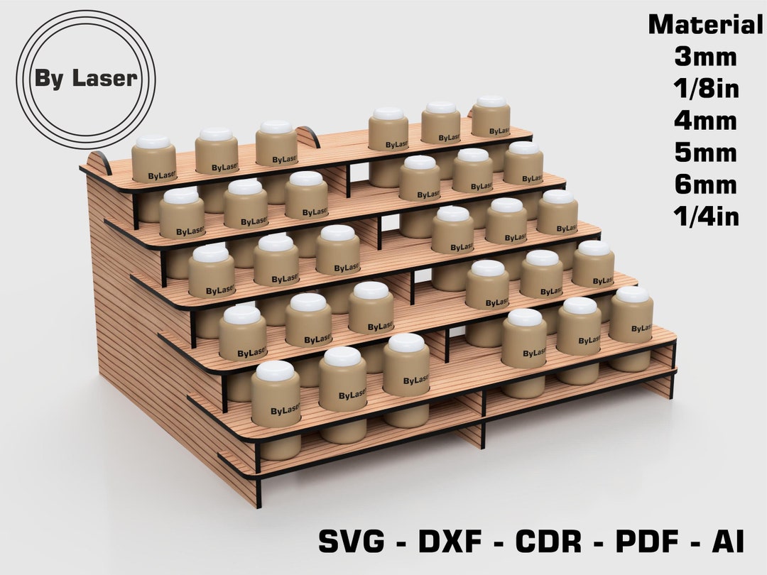 Laser Cut Paint Can Holder Rack SVG DXF Files for Multiple Materials ...