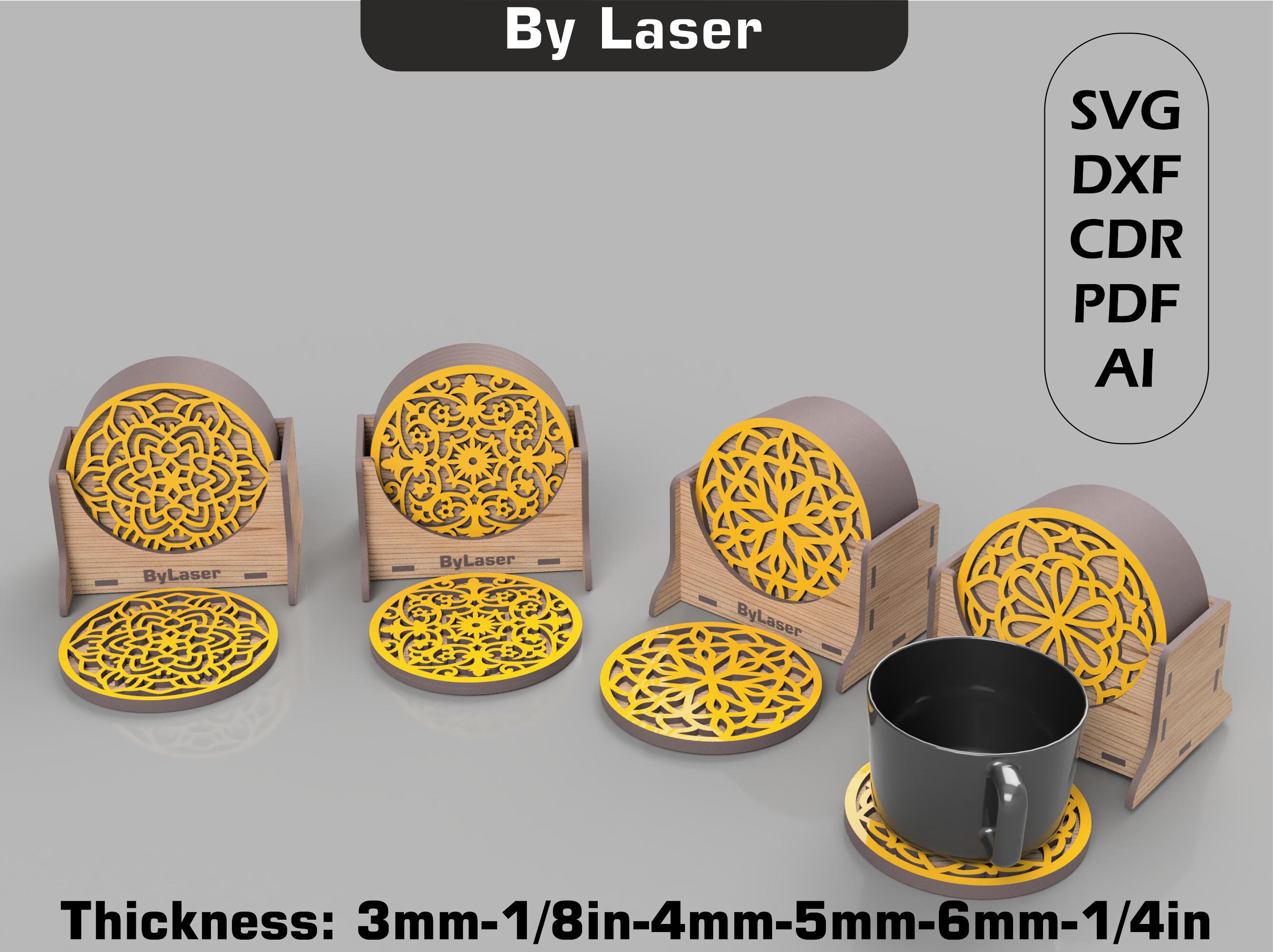 Laser Cut Coaster Pattern SVG: Glowforge Files (digital Download - Etsy