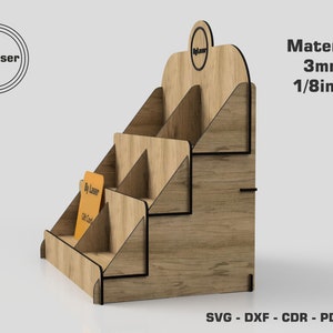 3 Tiered Retail Counter Gift Card Display Stand for Laser Cut Files - 3mm - 1/8 in Versions ...