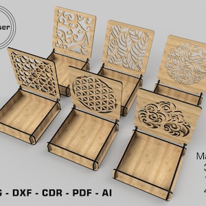 Decorative Wooden Box Laser Cut Files, Flip up Lid Storage Box, 3 ...