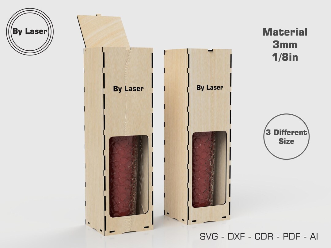 Wine Bottle Box Svg, for Laser Cut Files, 3X Size, Wine Box for Gift ...