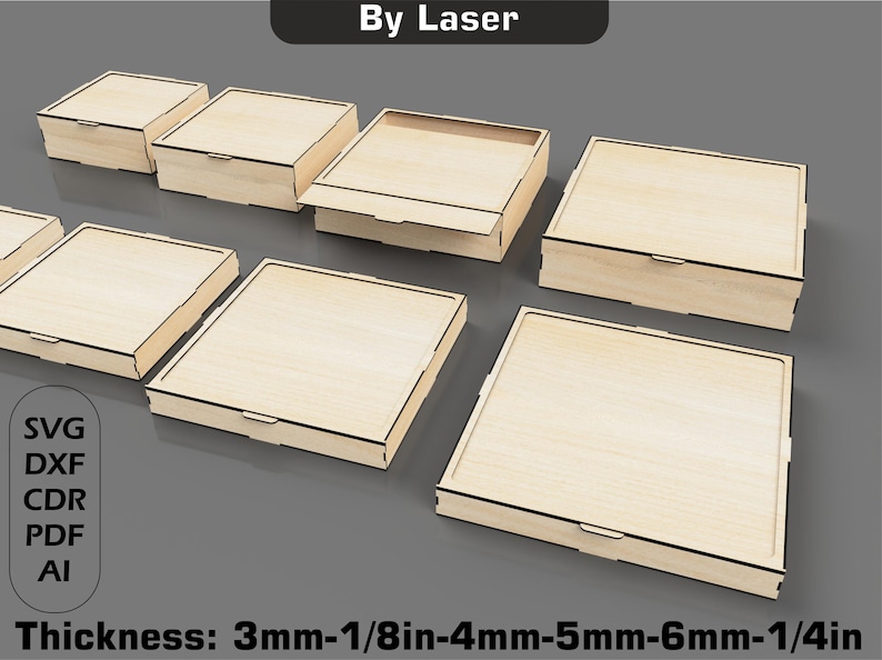 Laser Cut Big Sliding Lid Box, Storage Box Bundle,glowforge File Svg ...