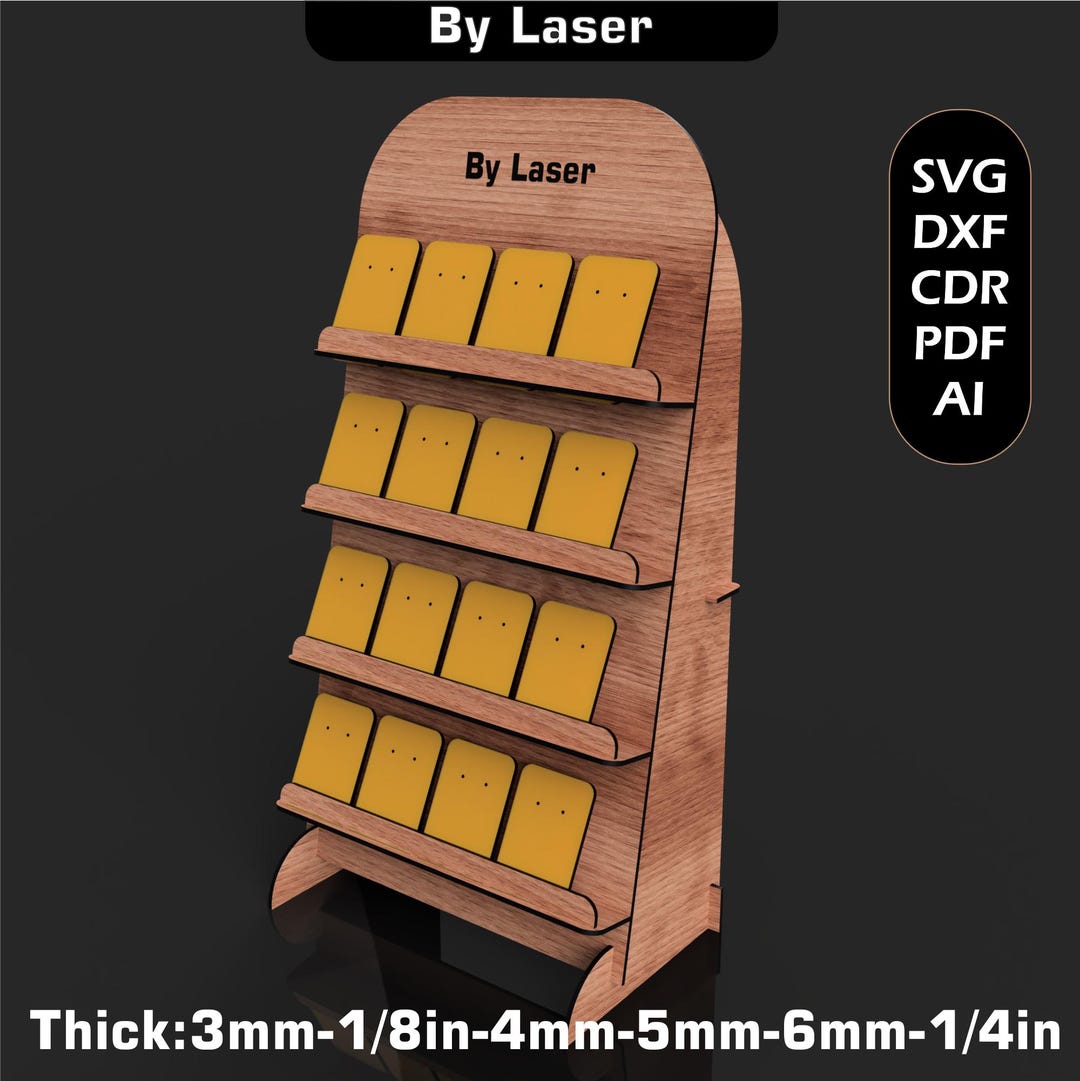 Laser Cut Earring Holder Stand, Jewelry Display Stand, Glowforge Files ...