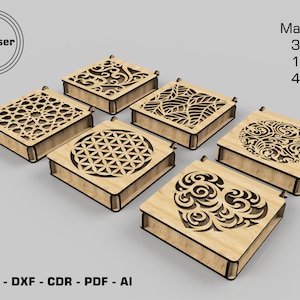 Decorative Wooden Box Laser Cut Files, Flip up Lid Storage Box, 3 ...
