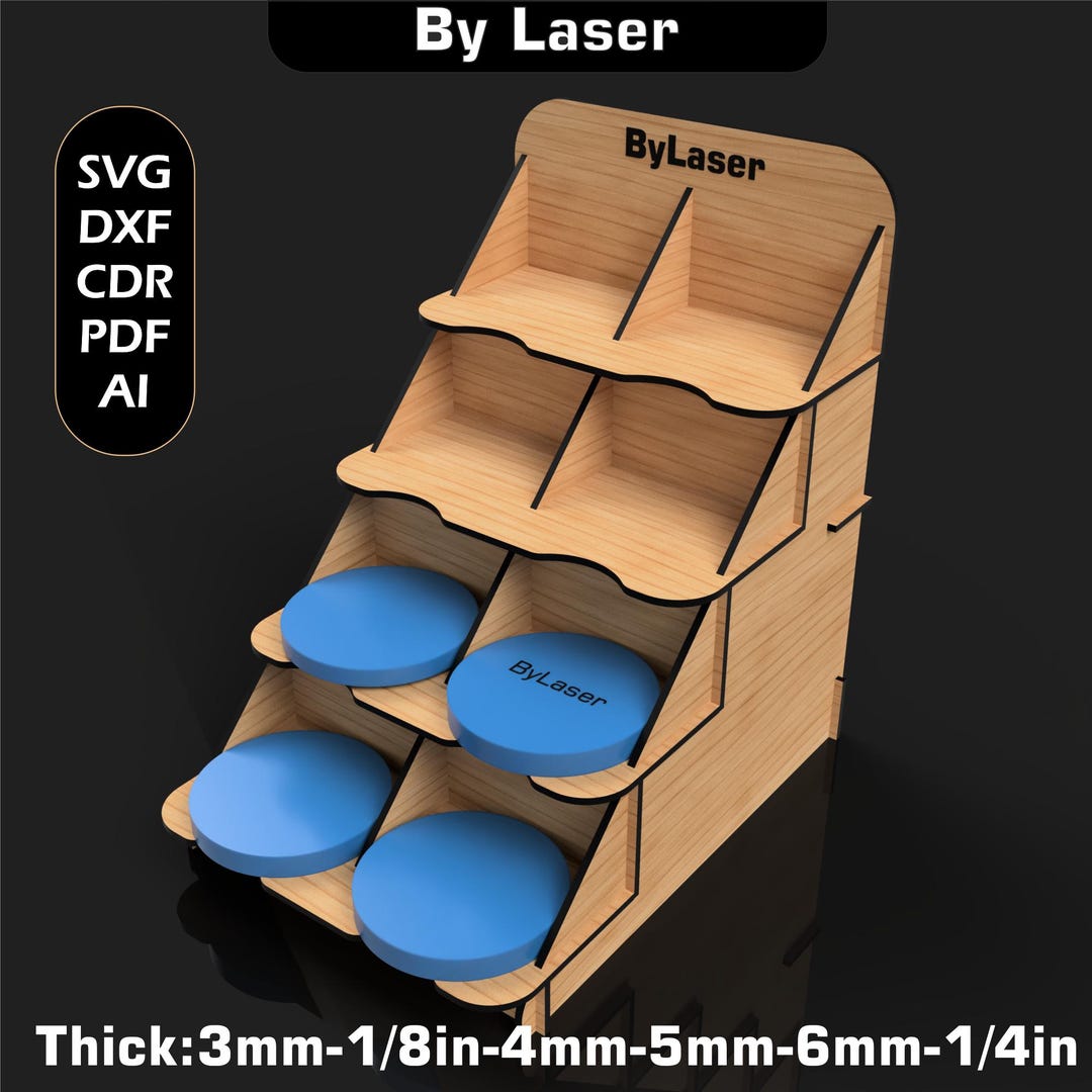 Coasters Display Stand for Laser Cut Files, 8 Pocket, 4x4 Inch Pockets ...