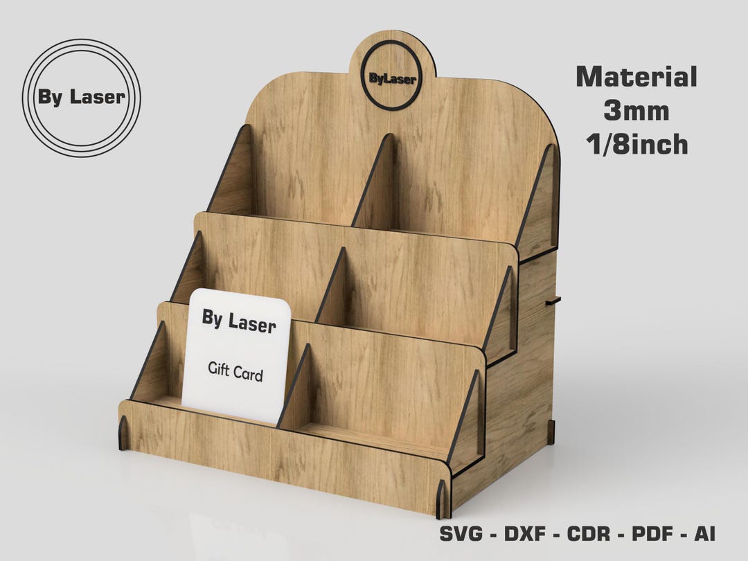 3 Tiered Retail Counter Gift Card Display Stand for Laser Cut Files ...