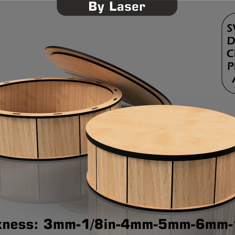 Svg Laser Cut Round Box - Etsy