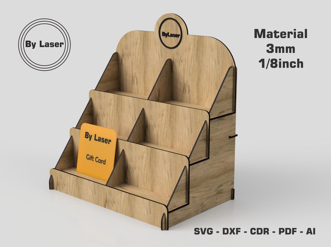 Three Tiered Retail Counter Gift Card Display Stand Laser Cut Files 3mm ...
