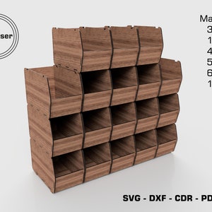 Wooden Desktop Organizer Svg Storage Bins Box, Laser Cut Files ...