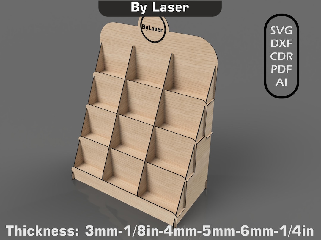 Laser Cut Sticker Display Stand SVG Files: Retail Wood Pattern - Etsy