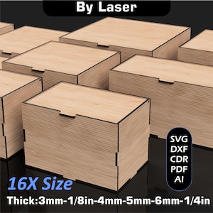 Laser Cut Boxes With Flip up Lid Files, 16X Size, Stash Box, SVG - Etsy